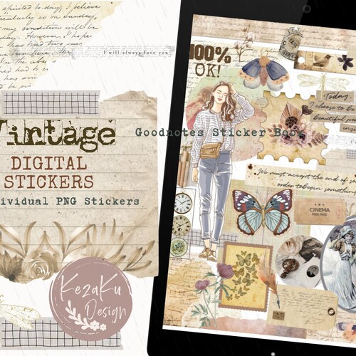 Vintage Digital Stickers Brown Digital Stickers Autmn - Etsy