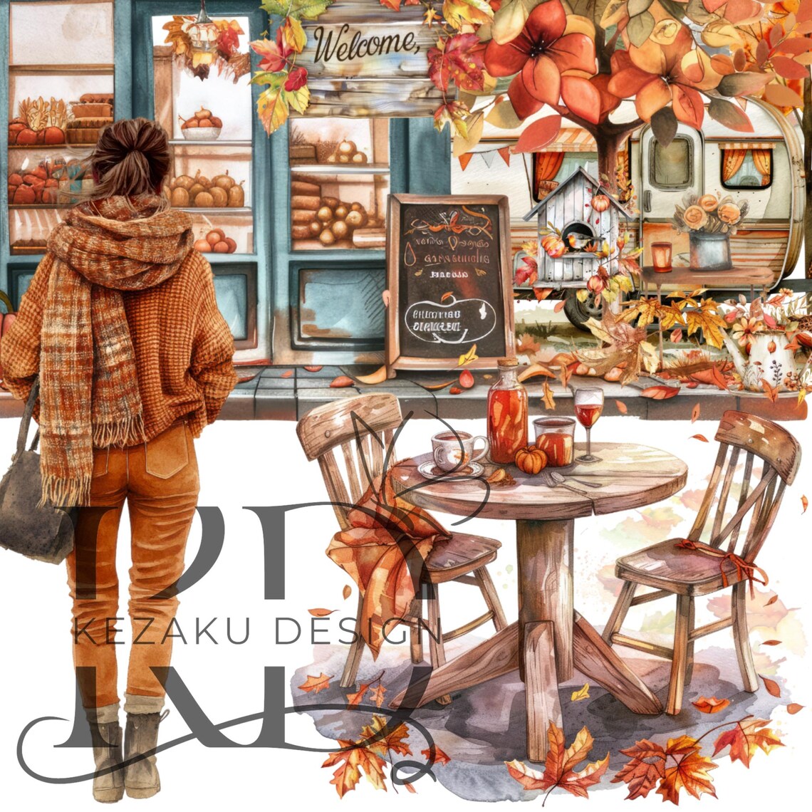 PDF Planner Dashboard, Printable Autumn Coffee Shop Planner Dashboards ...