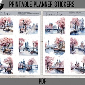 PRINTABLE City Landscape Stickers, City Printable Stickers, Landscape ...
