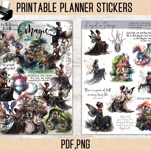 Fairy PRINTABLE Stickers, Black Fairy Printable Stickers, Black Girl ...