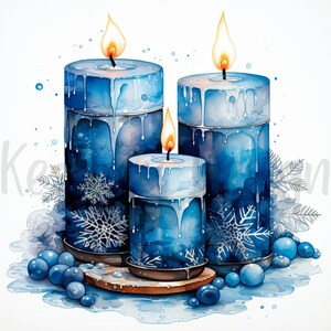Christmas Blue Candles Clipart 12 High Quality Jpgs, Merry Christmas ...