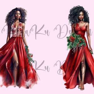 Red Christmas Black Girl Cliparts - Type 1, Christmas Black Girl ...
