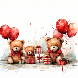 Christmas Teddy Bear, Balloon Frame and Border Clipart 12 High-quality ...