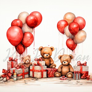 Christmas Teddy Bear, Balloon Frame and Border Clipart 12 High-quality ...