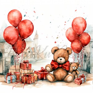 Christmas Teddy Bear, Balloon Frame and Border Clipart 12 High-quality ...