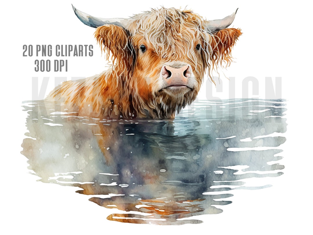 Watercolor Cow Clipart, Cow Clipart, Cow PNG, Watercolor Cow, Summer ...