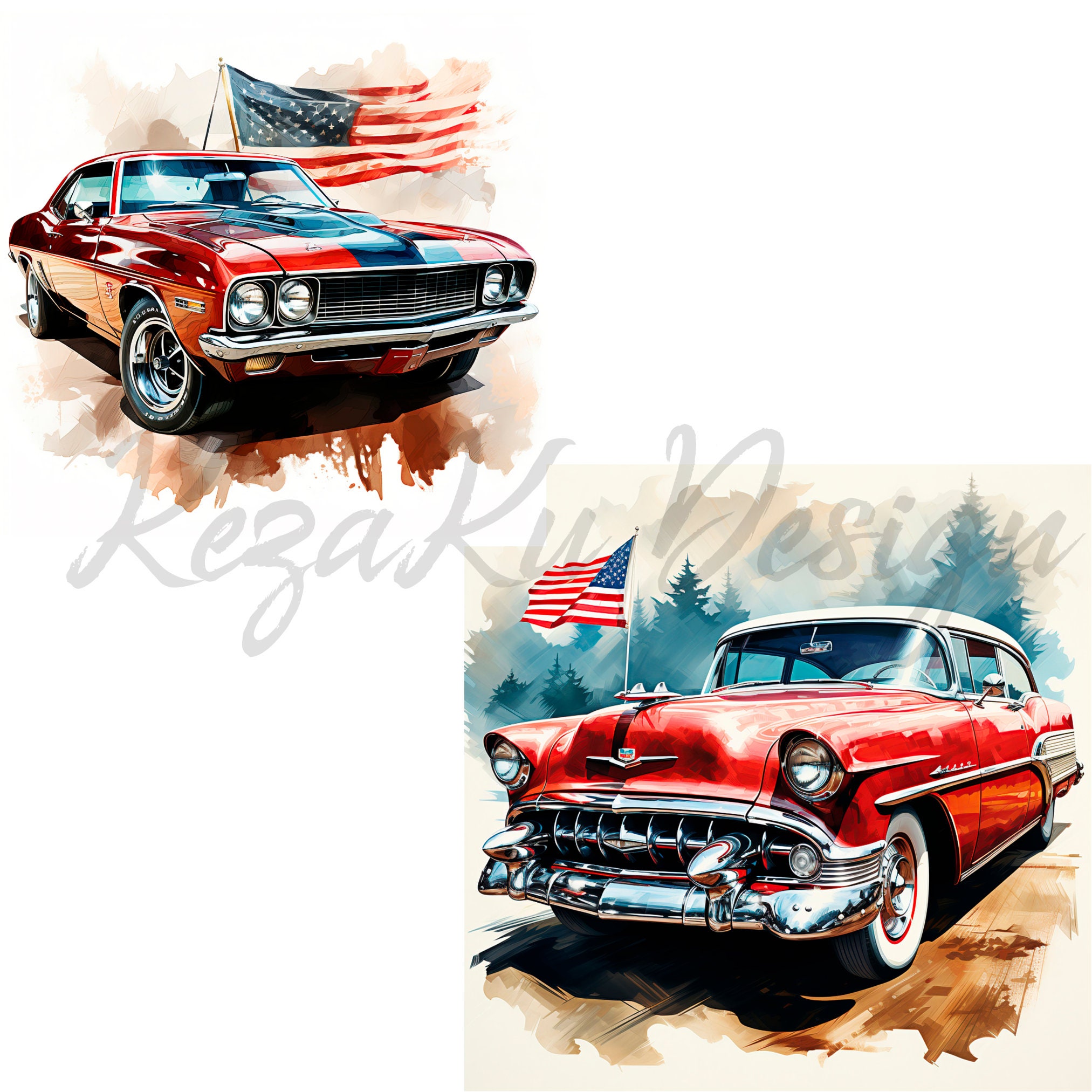 American Muscle Car Clipart 11 High-quality Jpgs, American Flag ...