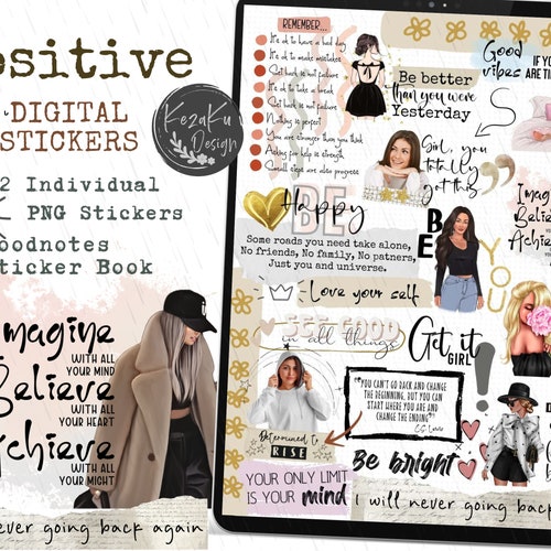 Positive Girl Digital Stickers Positive Quote Digital - Etsy