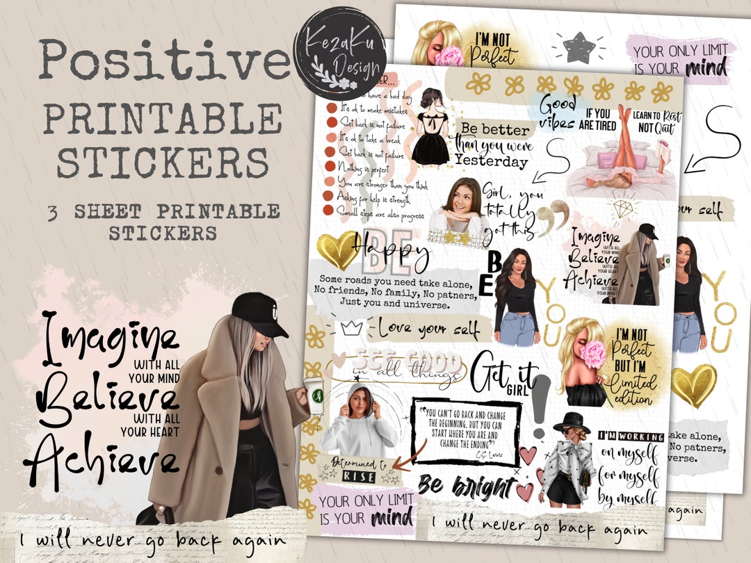 PRINTABLE Positive Quote Stickers, Motivational Stickers, Instant ...