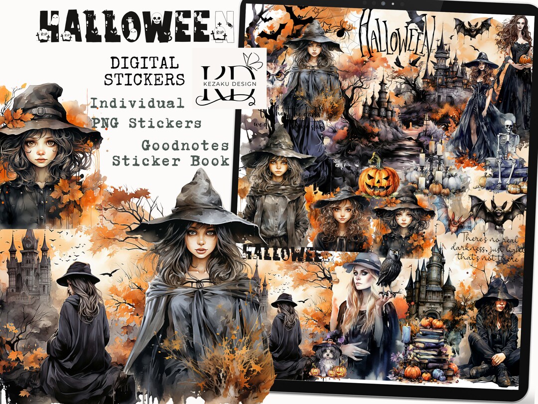 Halloween Girl Digital Stickers, Halloween Digital Stickers, Halloween ...