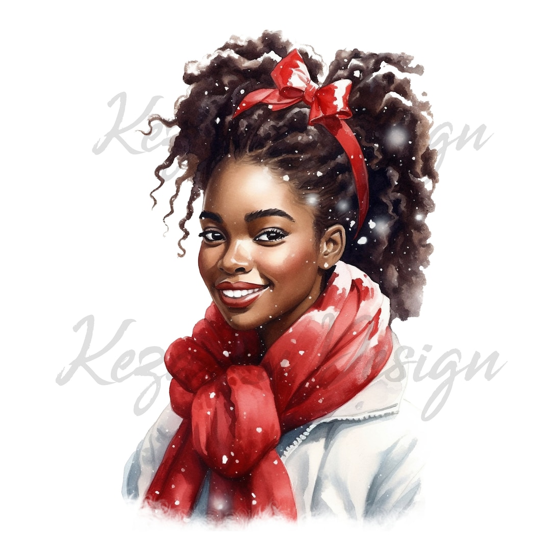 Christmas Black Girl, Christmas Girl Png, Black Girl PNG, Merry ...