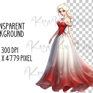 Watercolor Christmas Princess Clipart, Princess Clipart, Cartoon ...