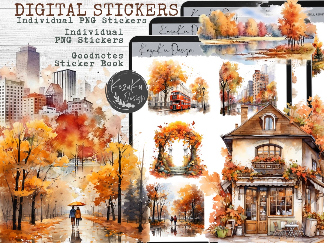 Autumn Digital Stickers, Autumn PNG, Autumn Goodnotes, Watercolor ...