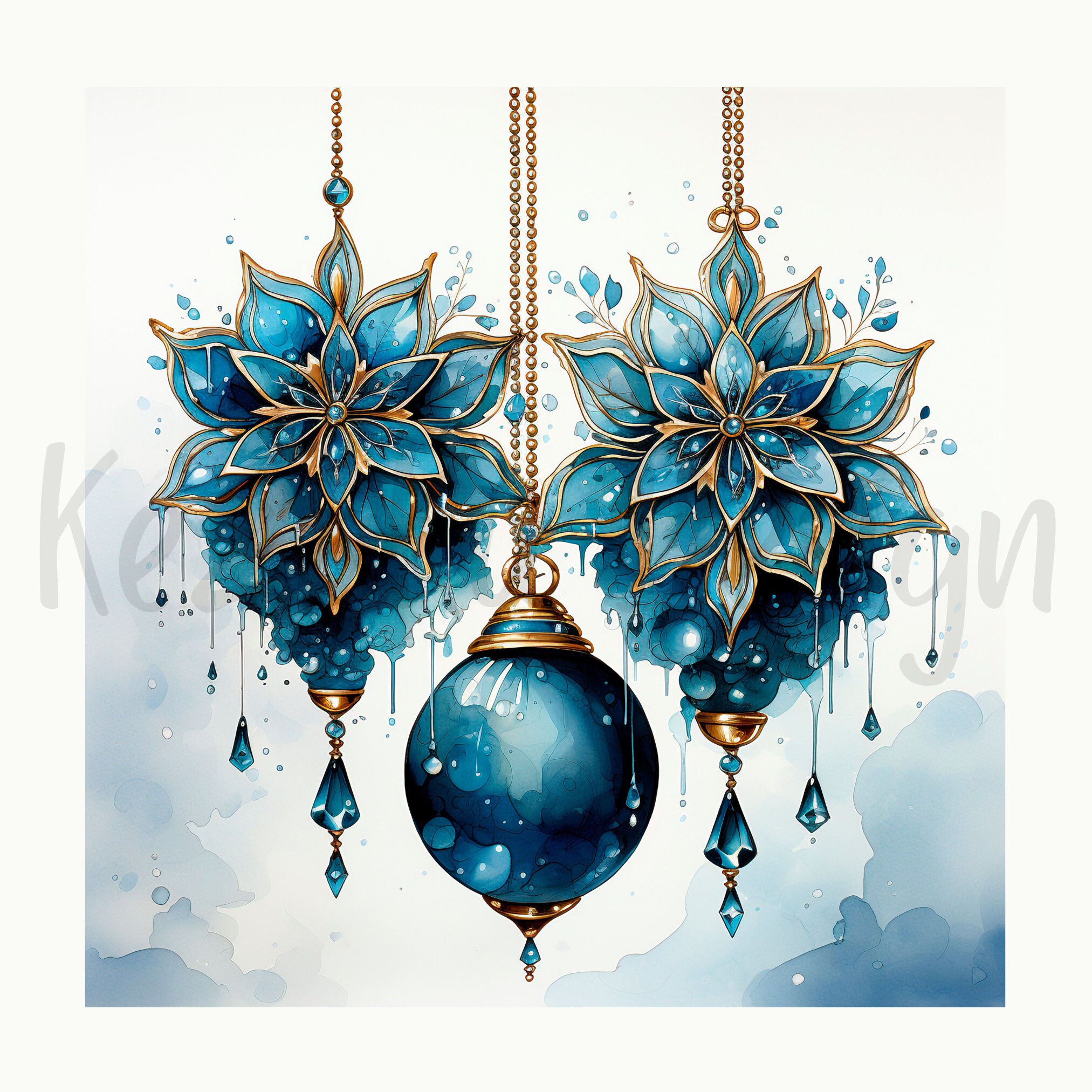 Blue Christmas Ornaments Clipart 12 High Quality Jpgs, Merry Christmas ...