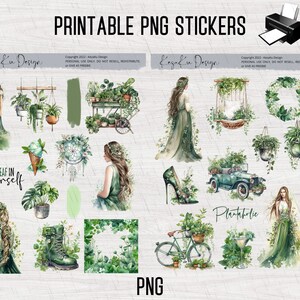 PRINTABLE Green Leaf Stikers, Fresh Stickers, Instant Download Sticker ...