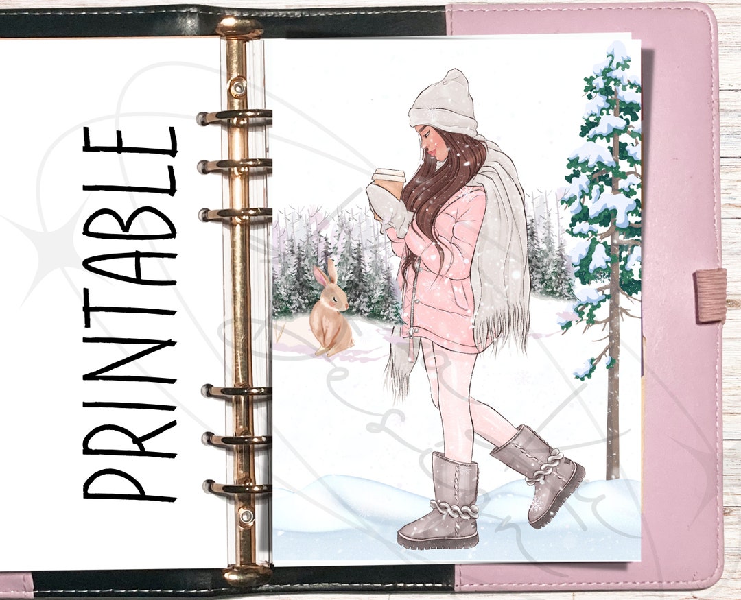 Winter Girl Planner Dashboard, Printable Planner Dashboard, Book ...