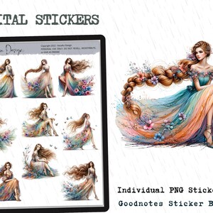 DIGITAL Flowery Light Skin Girl-t3 Stickers, Beautiful Flowery Light ...