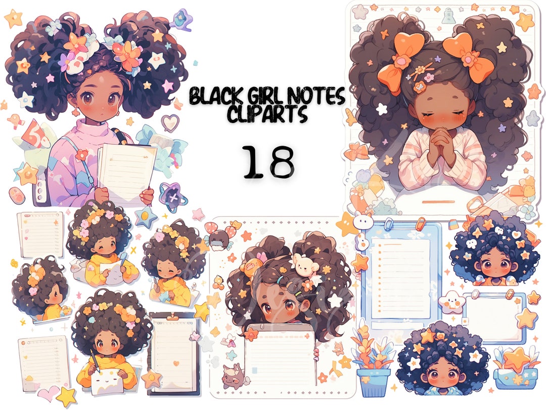 Black Girl Notes Cliparts, Black Girl Notes PNG, Notes Cliparts, Cute ...