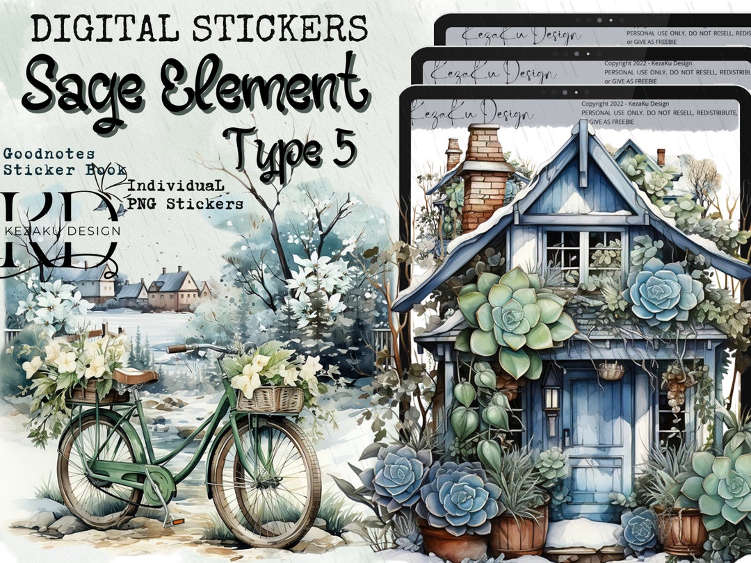 Sage Element Digital Stickers, Sage Stickers, Sage House Goodnotes ...