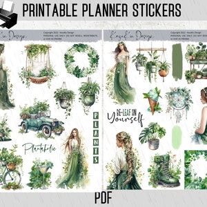 PRINTABLE Green Leaf Stikers, Fresh Stickers, Instant Download Sticker ...
