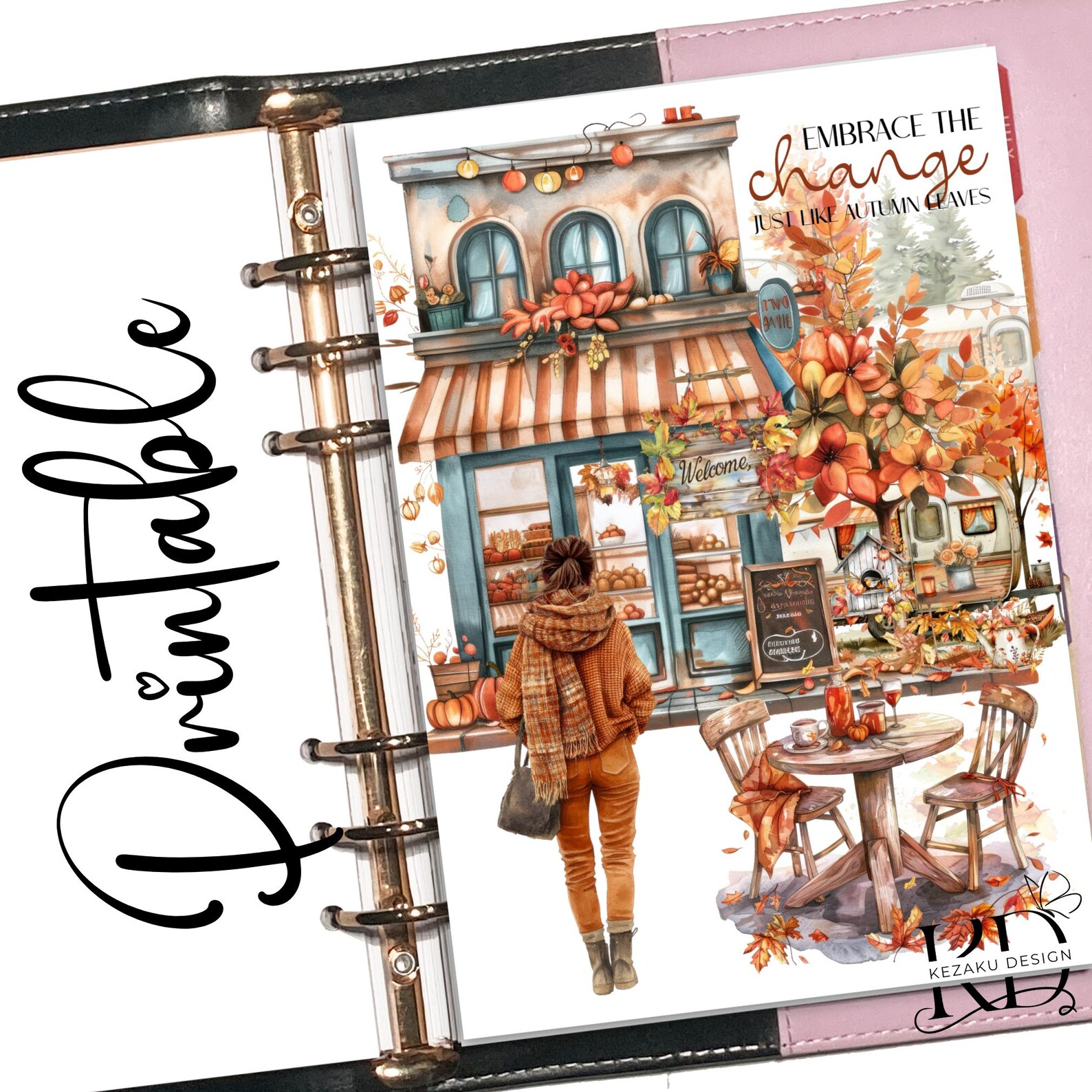 PDF Planner Dashboard, Printable Autumn Coffee Shop Planner Dashboards ...
