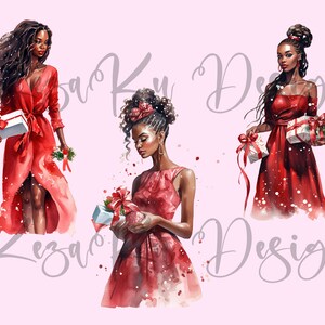 Red Christmas Black Girl Cliparts - Type 1, Christmas Black Girl ...
