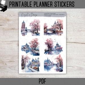 PRINTABLE City Landscape Stickers, City Printable Stickers, Landscape ...