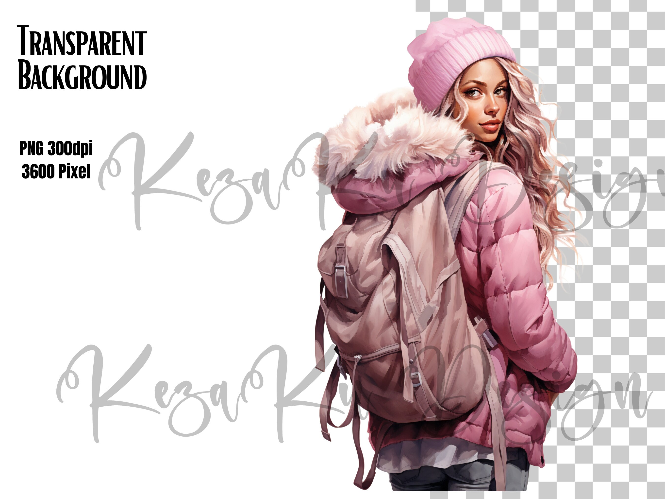 Pink Winter Girls Cliparts - Type 3, Light Skin Winter Girl Cliparts ...