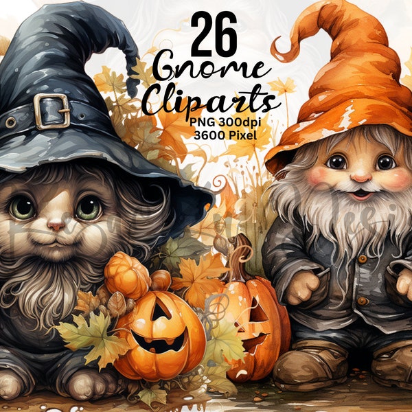 Watercolor Gnomes Clipart - Etsy