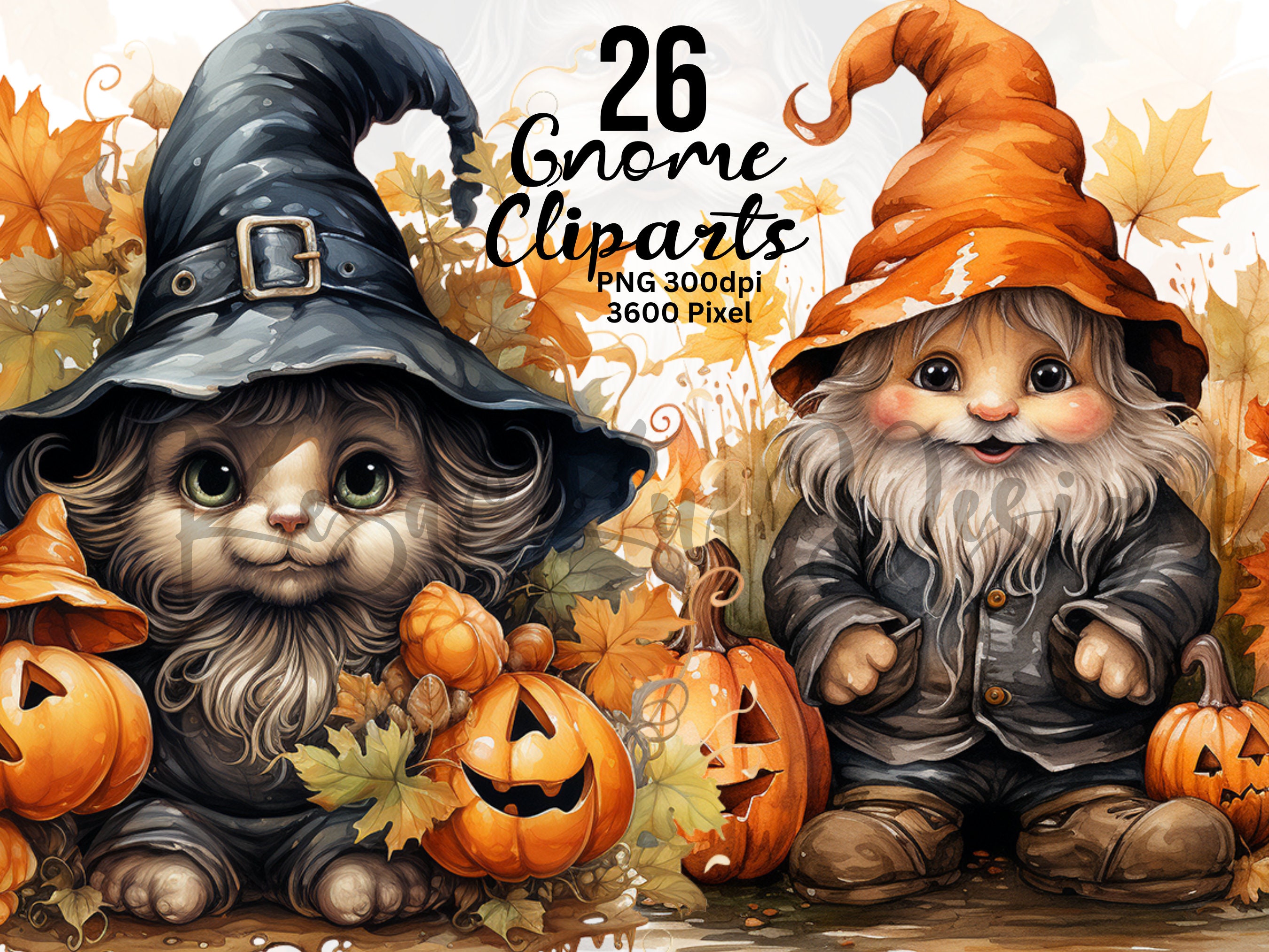 Halloween Gnome Cliparts Watercolor Gnome Cliparts Halloween - Etsy