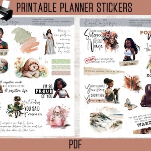 PRINTABLE Black Girl Quotes, Motivation Stickers, Instant Download ...