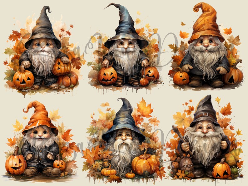 Halloween Gnome Cliparts Watercolor Gnome Cliparts Halloween - Etsy