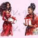 Red Christmas Black Girl Cliparts Type 1, Christmas Black Girl Clipart ...