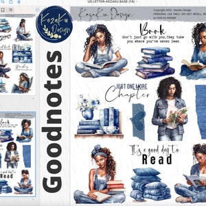 Reading Digital Stickers, Black Girl Stickers, Goodnotes Stickers ...