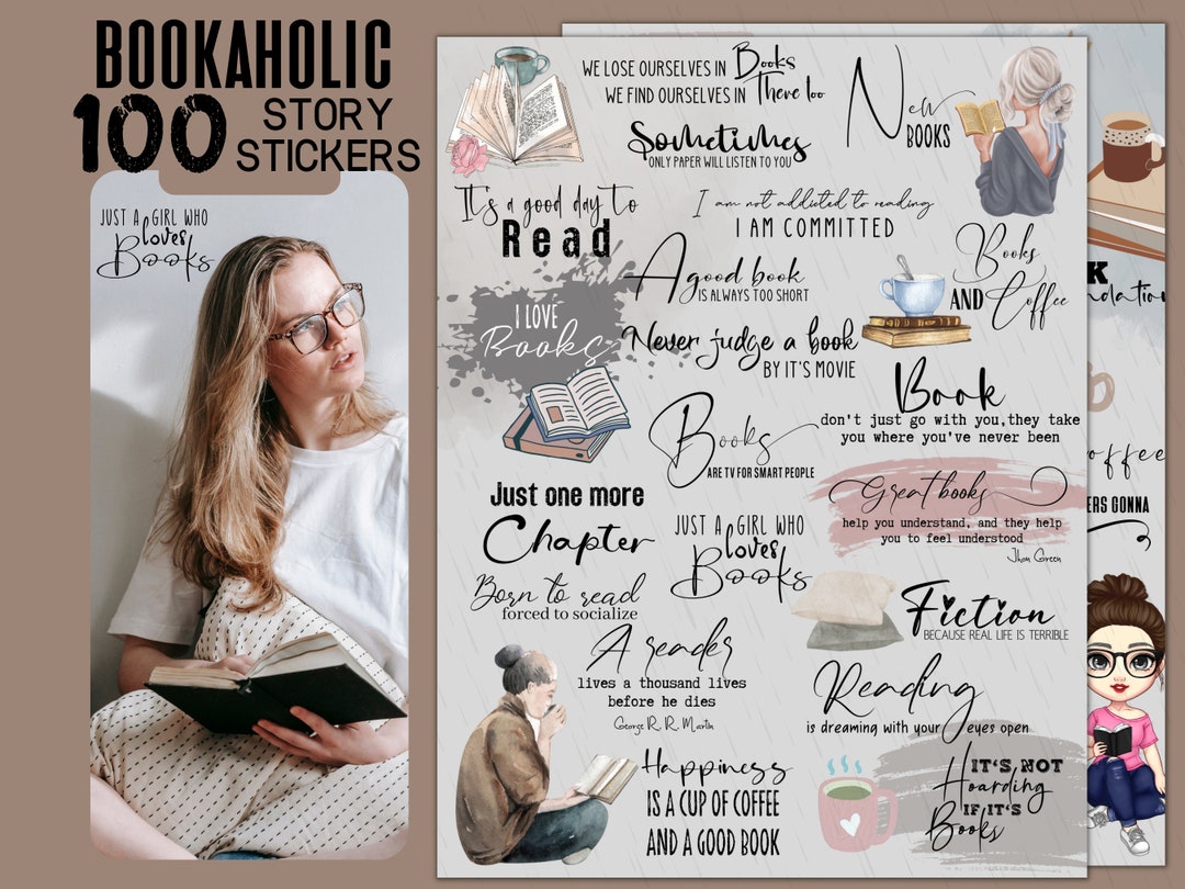 Bookaholic Instagram Story Stickers, Book Instagram Stickers, Instagram ...