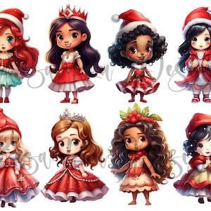 Christmas Chibi Little Princess PNG Cliparts Type 2, Christmas Chibi ...