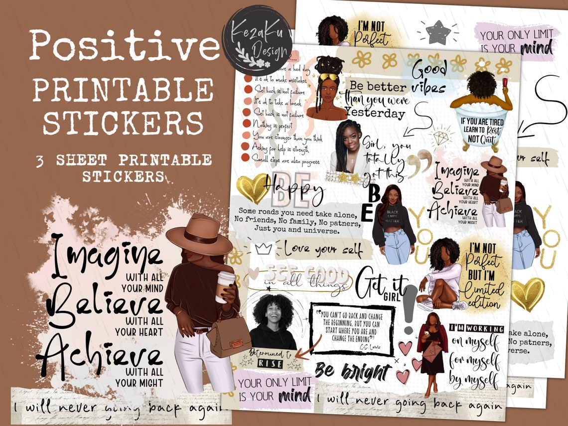 PRINTABLE Positive Quote Stickers Motivational Stickers - Etsy