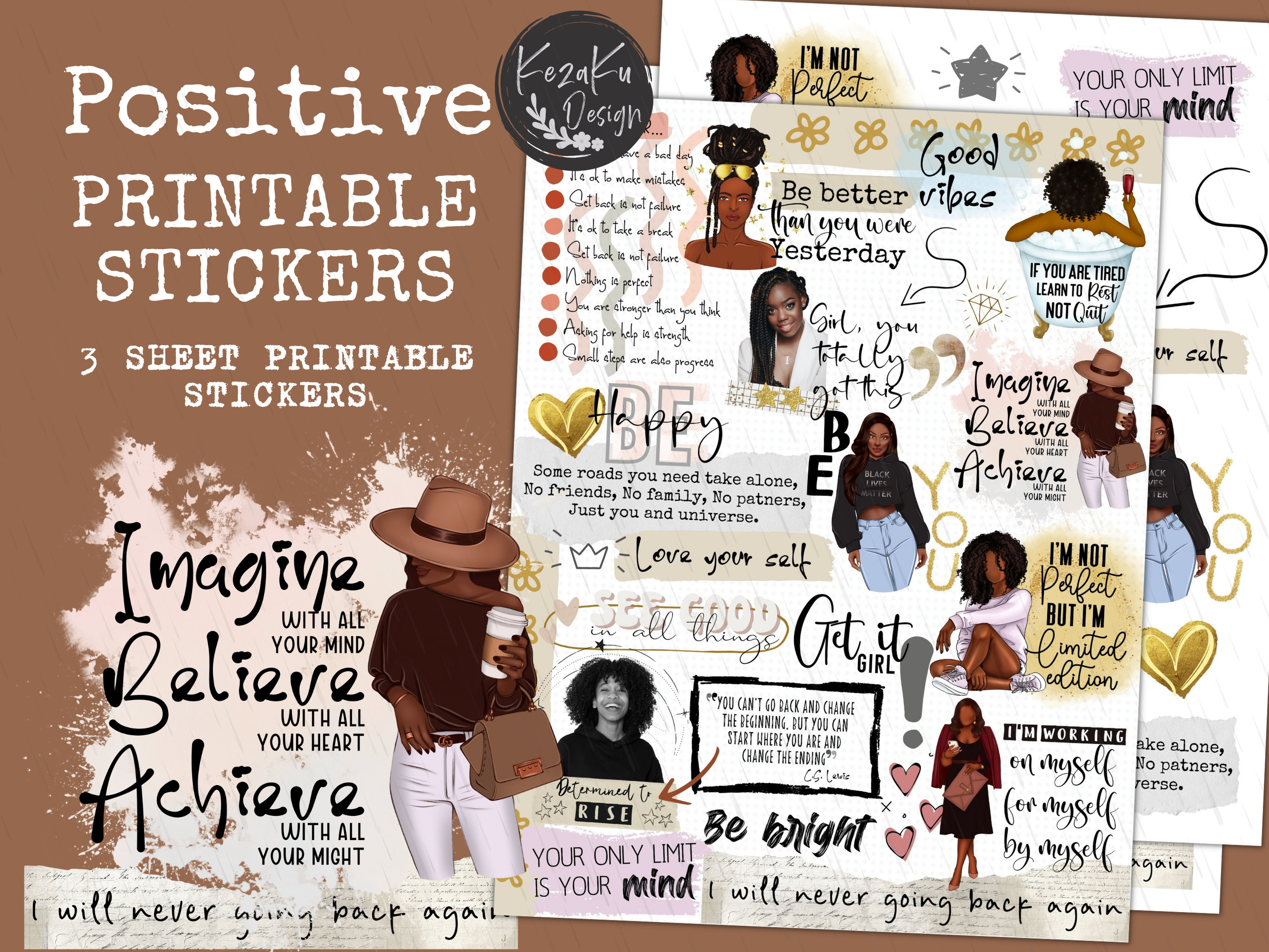 PRINTABLE Positive Quote Stickers Motivational Stickers - Etsy