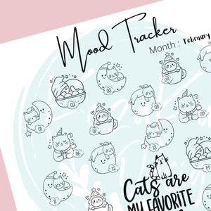 Cat Mood Tracker, Digital Mood Tracker, Mood Tracker Insert Page ...