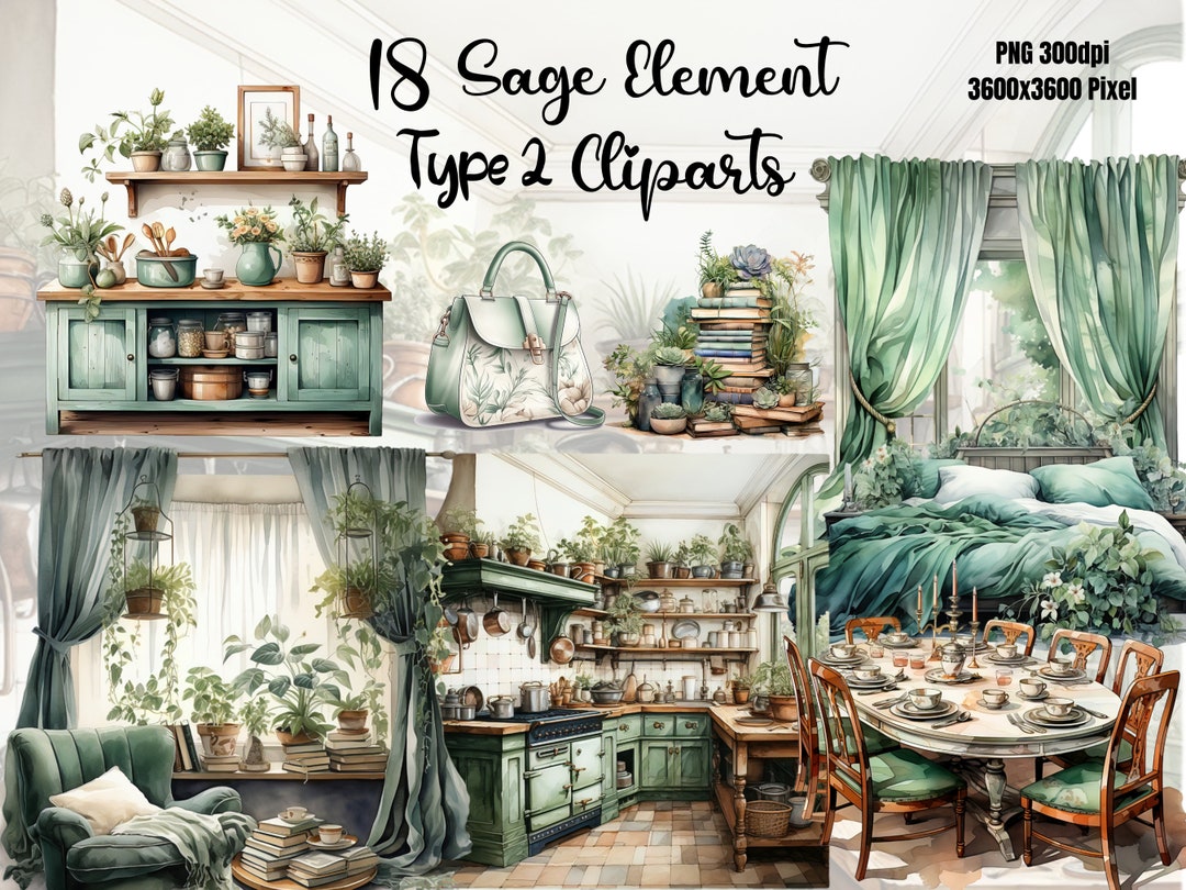 Sage Element Cliparts, Sage Clipart, Furnitures PNG, Sofa Images, Sage Kitchen PNG, Sage Element ...