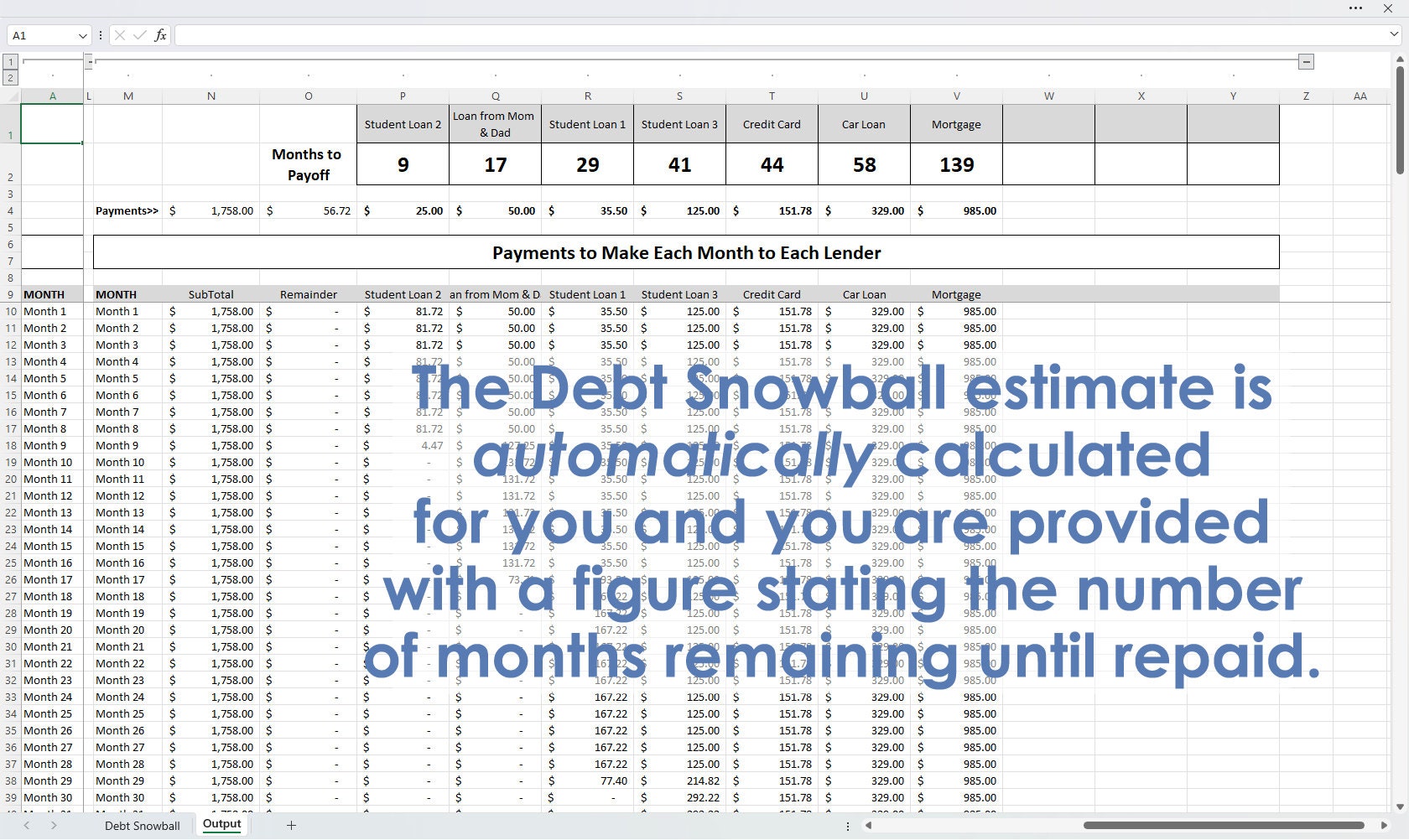 Automatic Debt Snowball Spreadsheet Calculator - Etsy