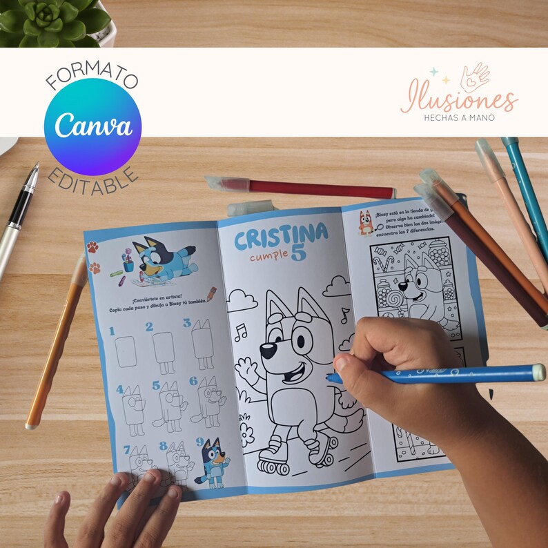 Personalized Bluey Printable Trifold | Kids' Birthday Coloring Pages ...