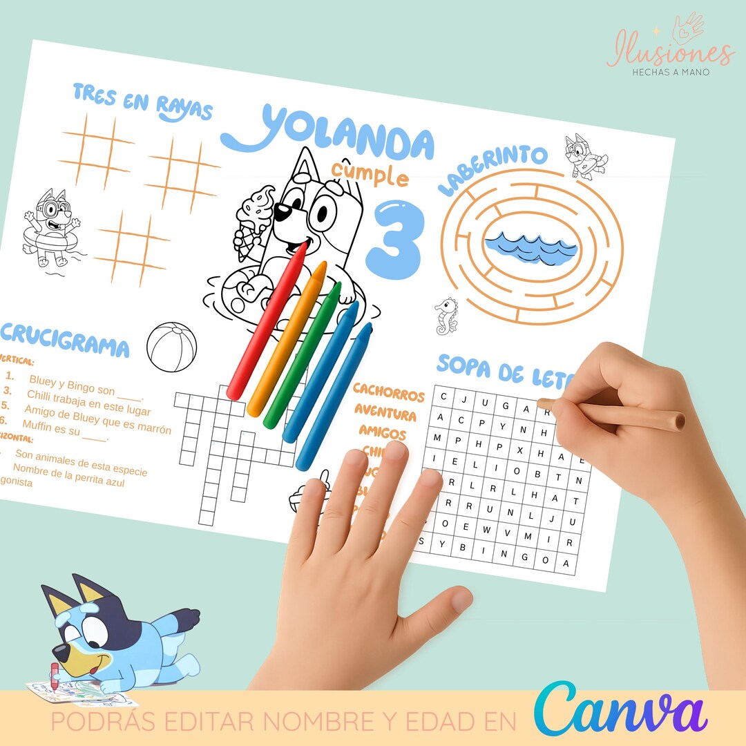 Personalized Printable Coloring Placemat | Kids' Birthday Activity ...