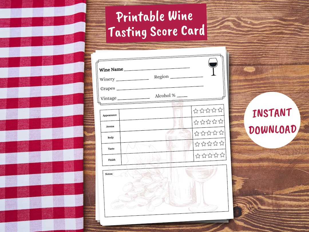 Wine Tasting Score Card | Wine Tasting | Wine Tasting Notes | Wine ...