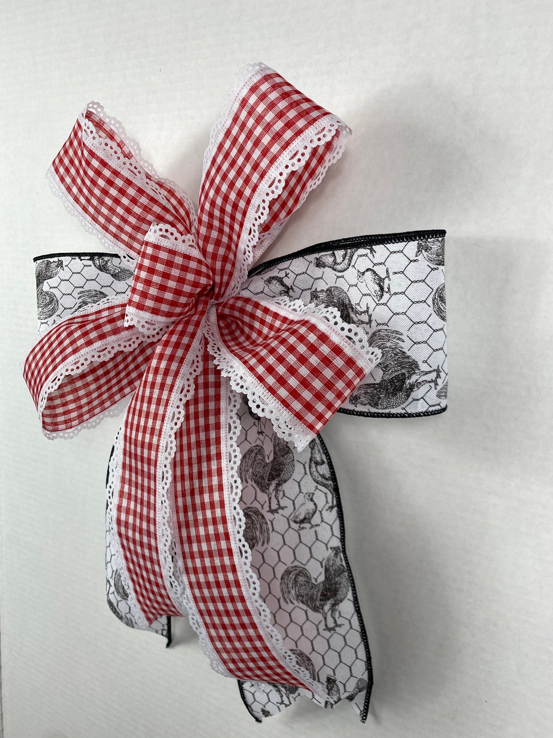 Chicken, Red and White Check Bow - Etsy