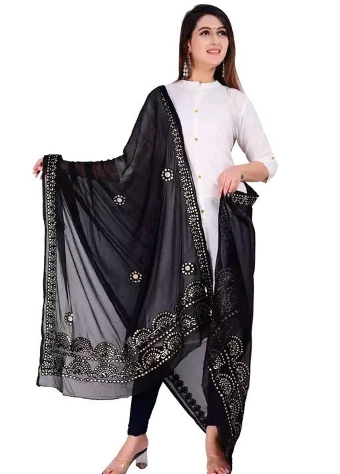 Rajasthani Chiffon Dupatta Gotta Patti Embroidered Heavy Party - Etsy