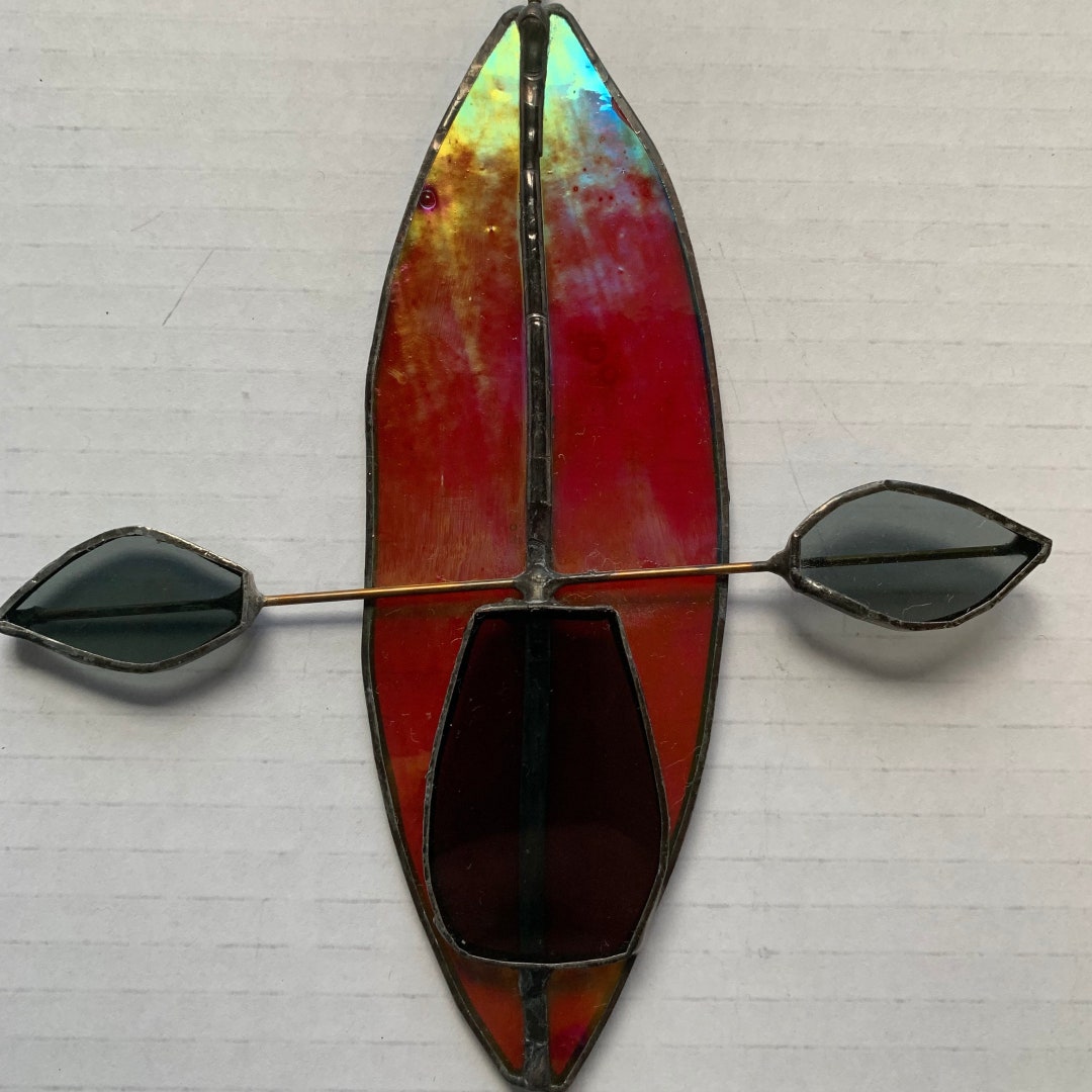 7 Inch Stained Glass Kayak is Made With Red Opalescent Glass - Etsy