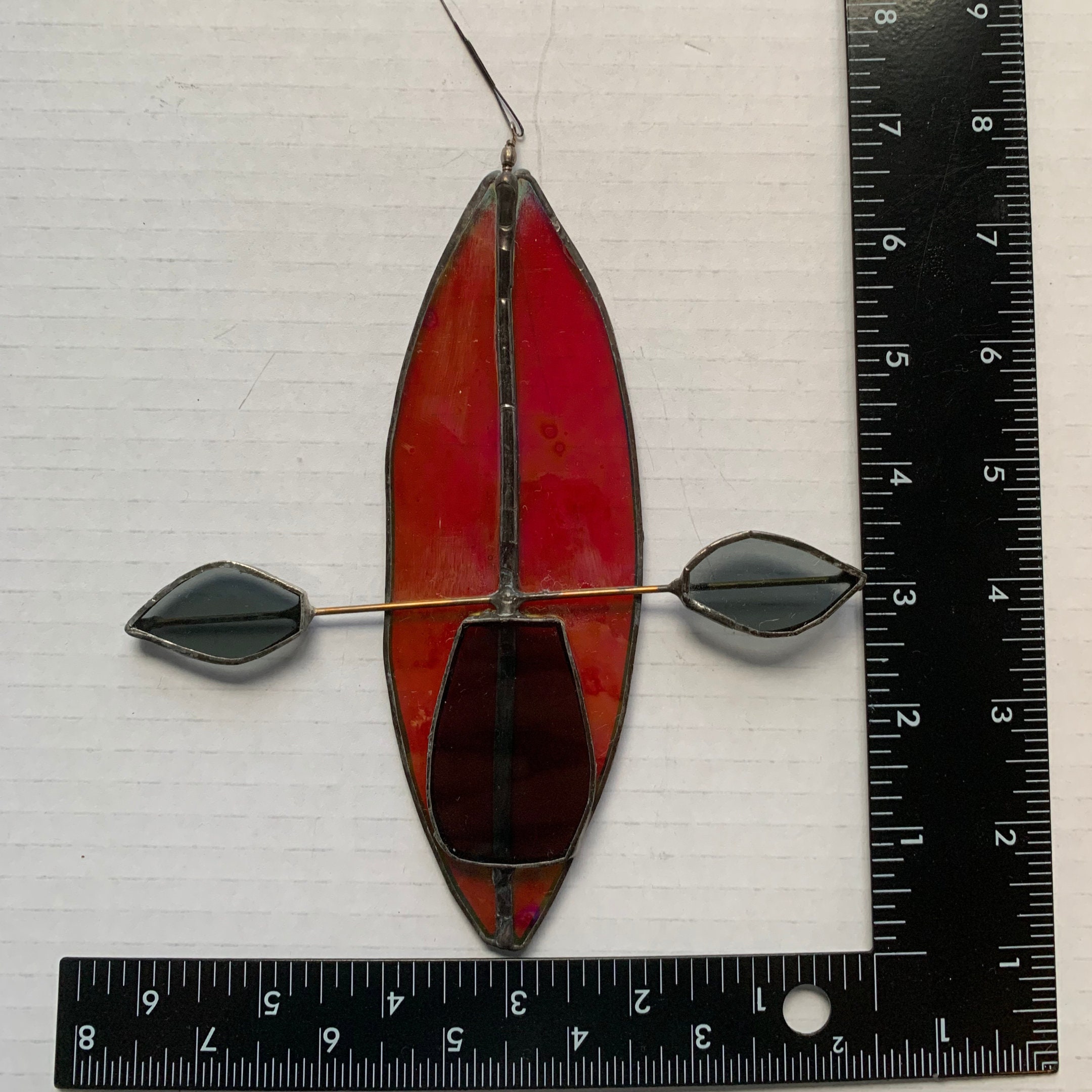 7 Inch Stained Glass Kayak is Made With Red Opalescent Glass - Etsy