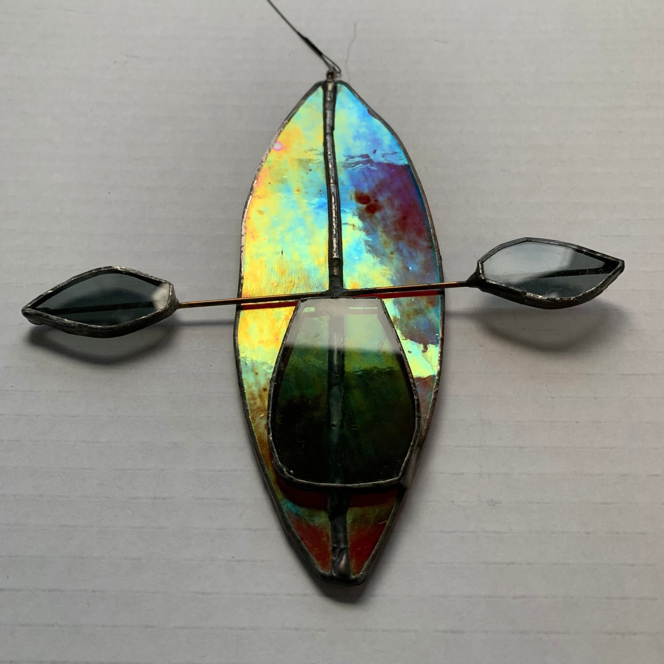 7 Inch Stained Glass Kayak is Made With Red Opalescent Glass - Etsy