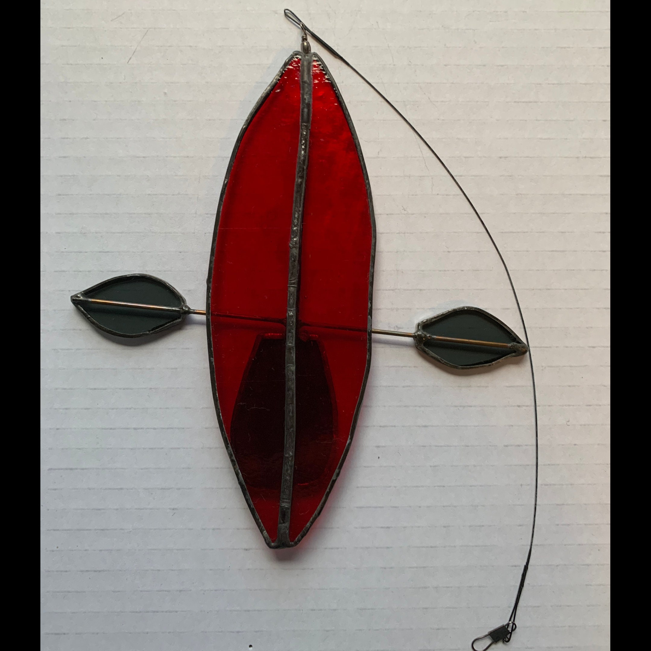 7 Inch Stained Glass Kayak is Made With Red Opalescent Glass - Etsy